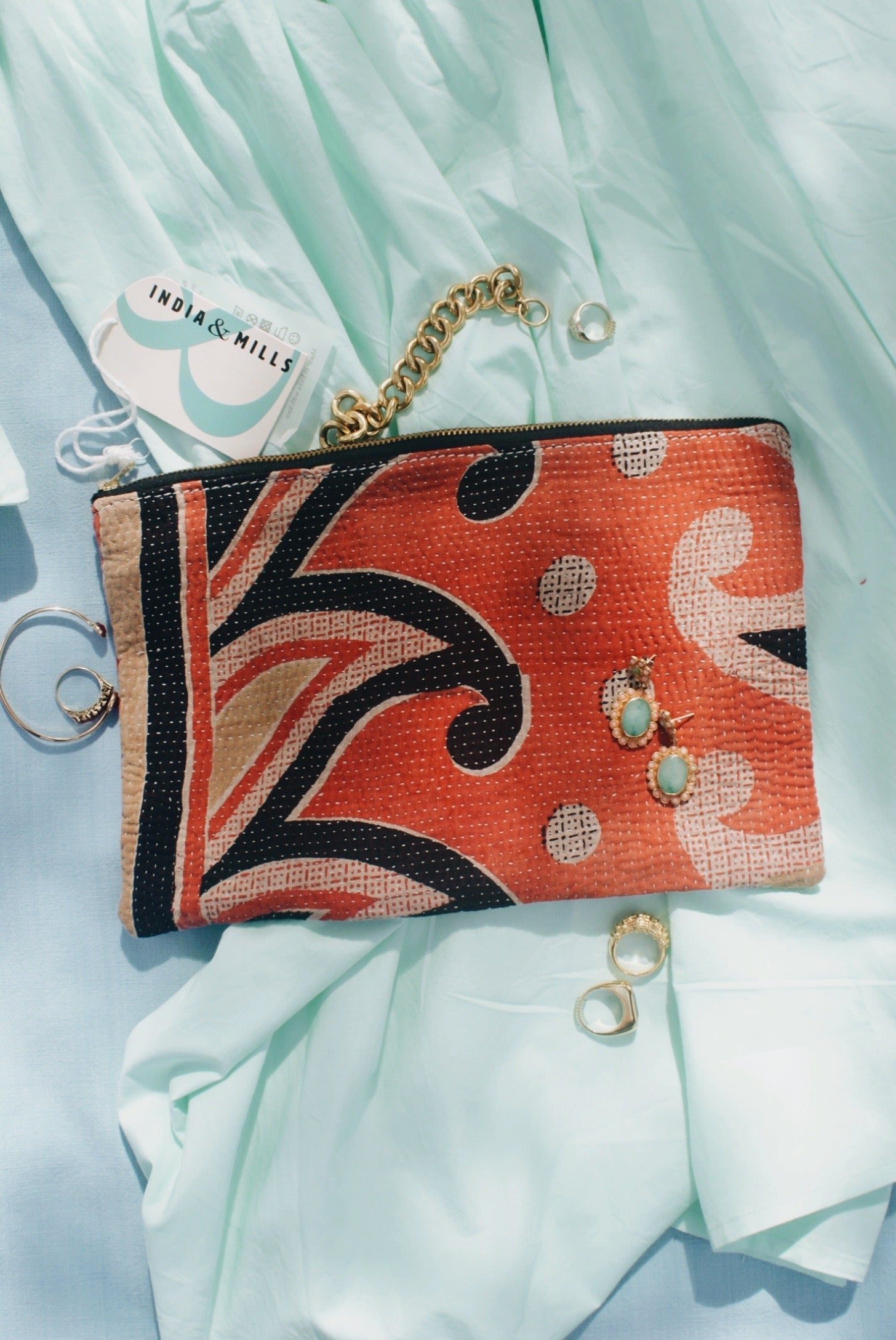 Rust Kantha Pouch – The Revivas