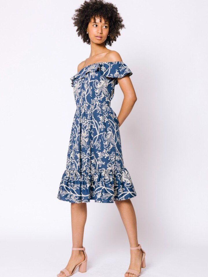 Organic Cotton Indigo Floral Transformation Dress – The Revivas
