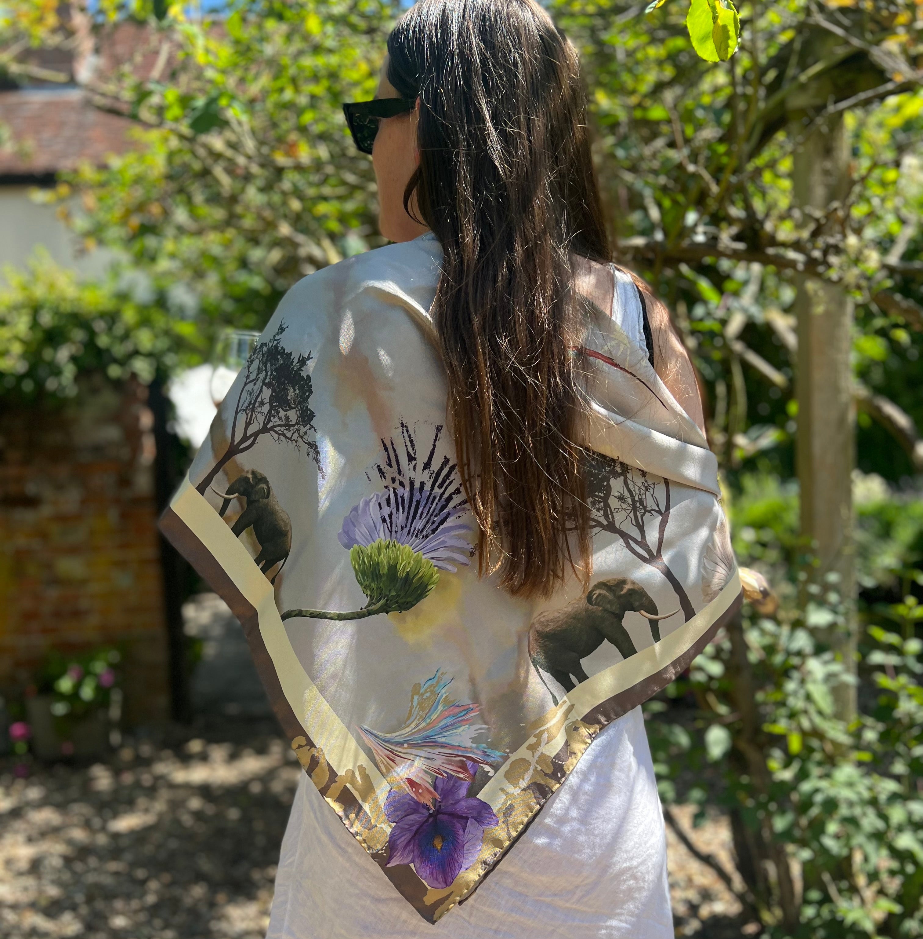 AcaciaZuri The Enchanted Elephant Silk Scarf | Sustainable Silk – The ...